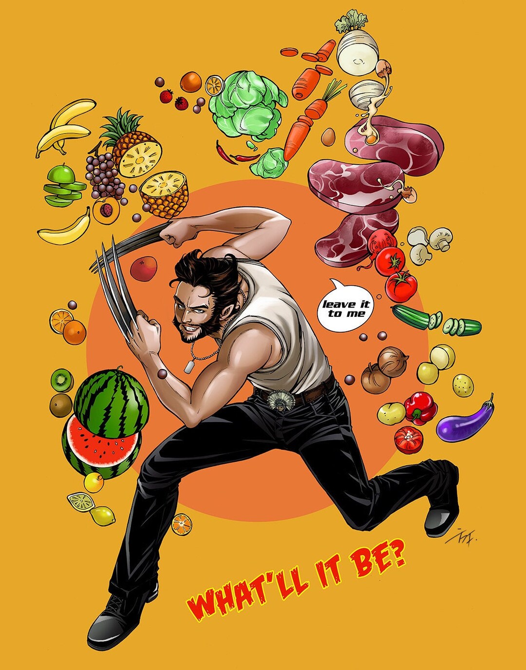 Wolverine Fruit Ninja (signed Mini Print） - Etsy