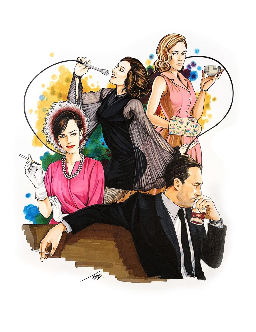 Mad Men (artist Signed Print）don Draper Betty Megan Rachel - Etsy