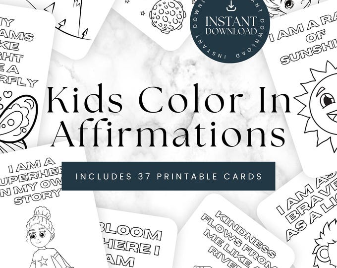 37-page Kids' Affirmation Coloring Book | 5x7 Printable | Positive ...