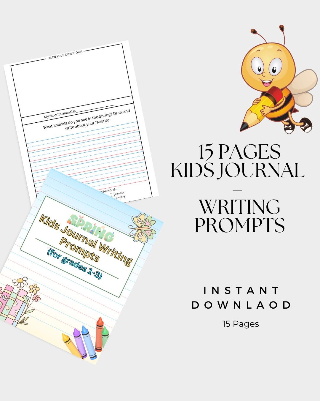 Spring Writing Prompts for Kids Grades 1-3 Printable, Fun Creative ...