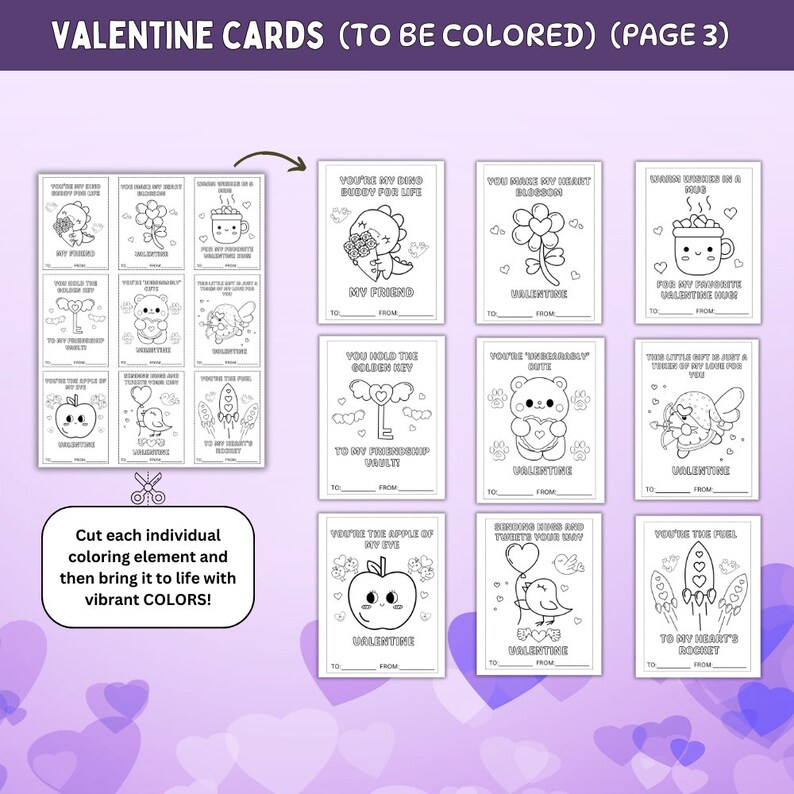 Printable Valentine's Day Coloring Cards for Kids: Classroom Exchange ...