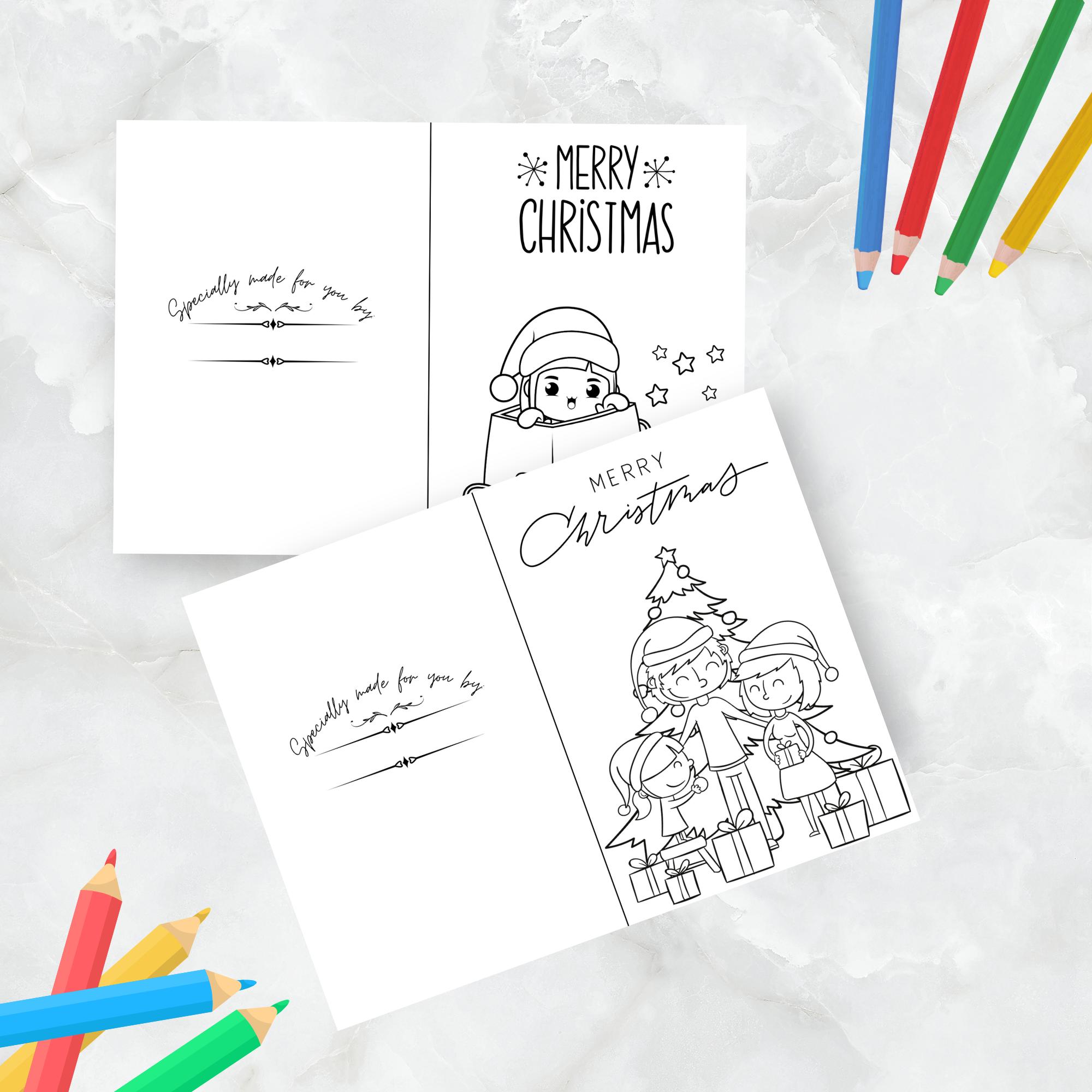 Christmas Coloring Cards for Kids: 20 Printable Holiday Designs ...