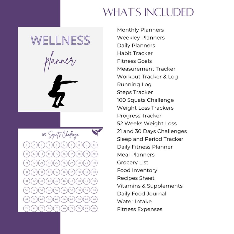 Printable Wellness Planner: Fitness, Meal & Habit Tracker (digital ...