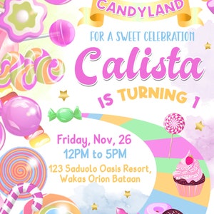 Candy Land Birthday Invitation: Sweet Girl Party (digital Invitation ...