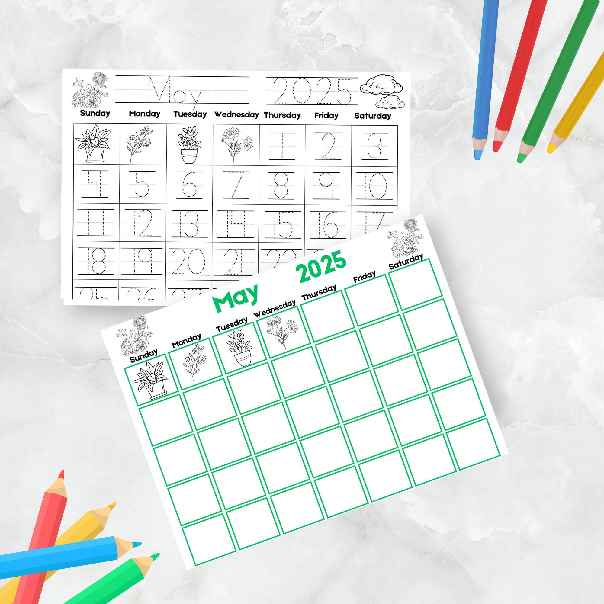 2025 Kids Traceable Calendar: Handwriting Practice (instant Download ...