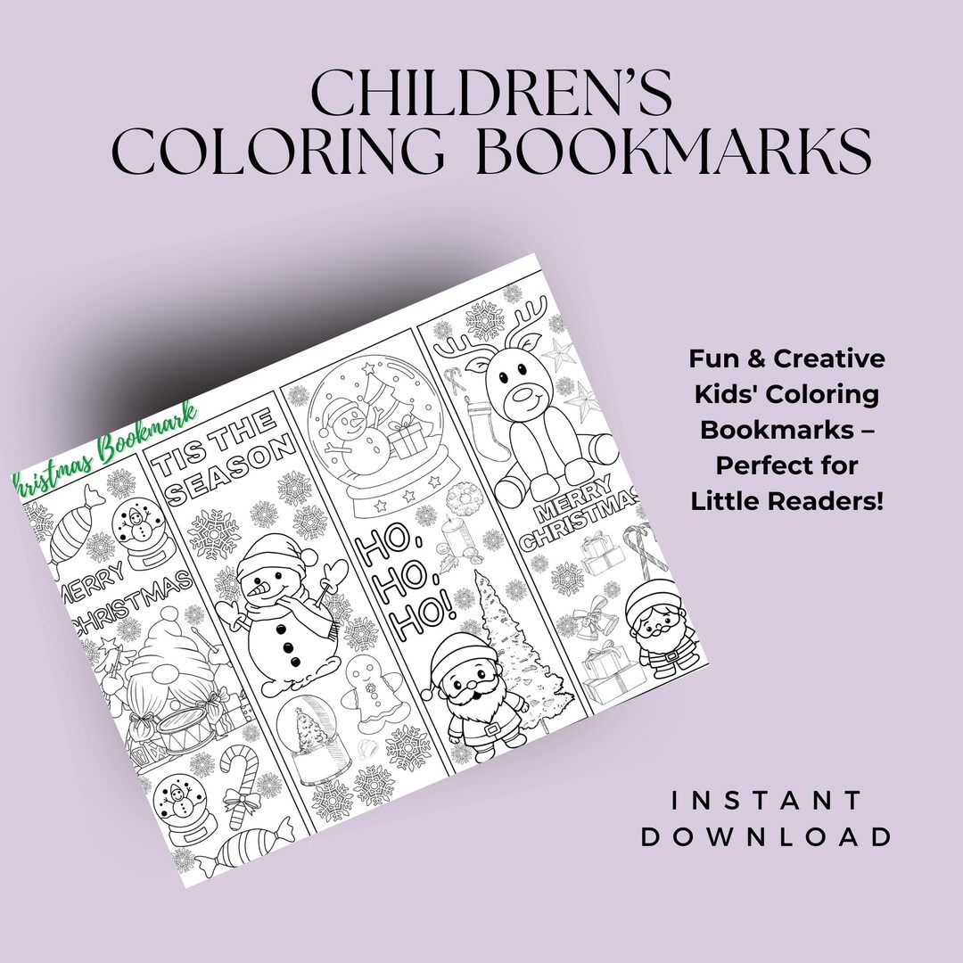 Kids Christmas Color-in Bookmarks – Printable Holiday Activity ...