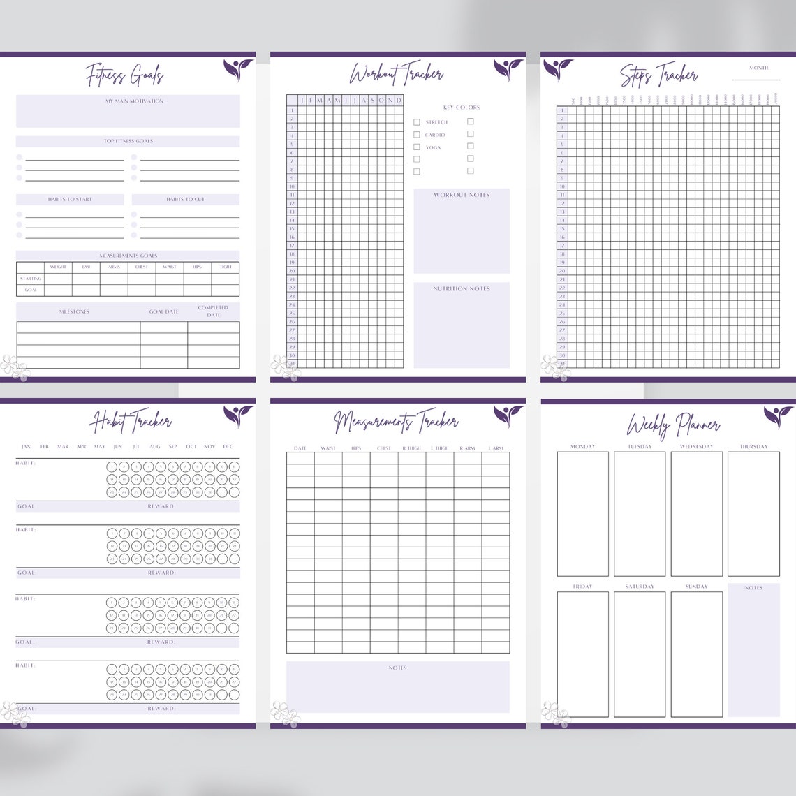 Printable Wellness Planner: Fitness, Meal & Habit Tracker (digital ...