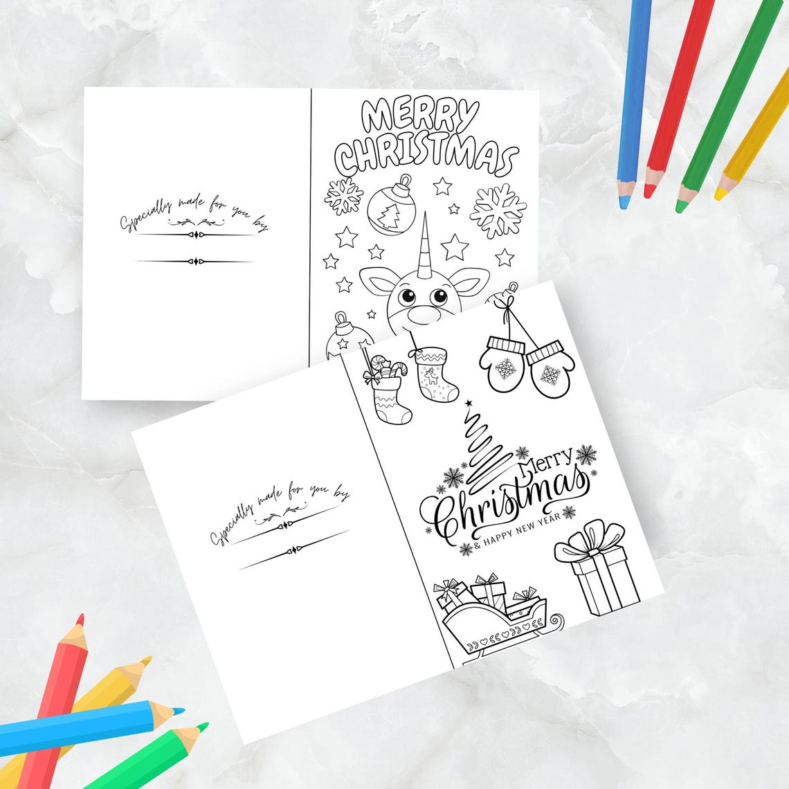 Christmas Coloring Cards for Kids: 20 Printable Holiday Designs ...