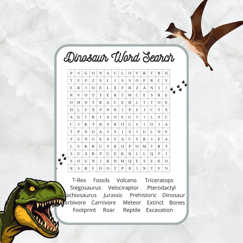 Dinosaur Word Search Printable Kids Game | Fun Prehistoric Activity ...