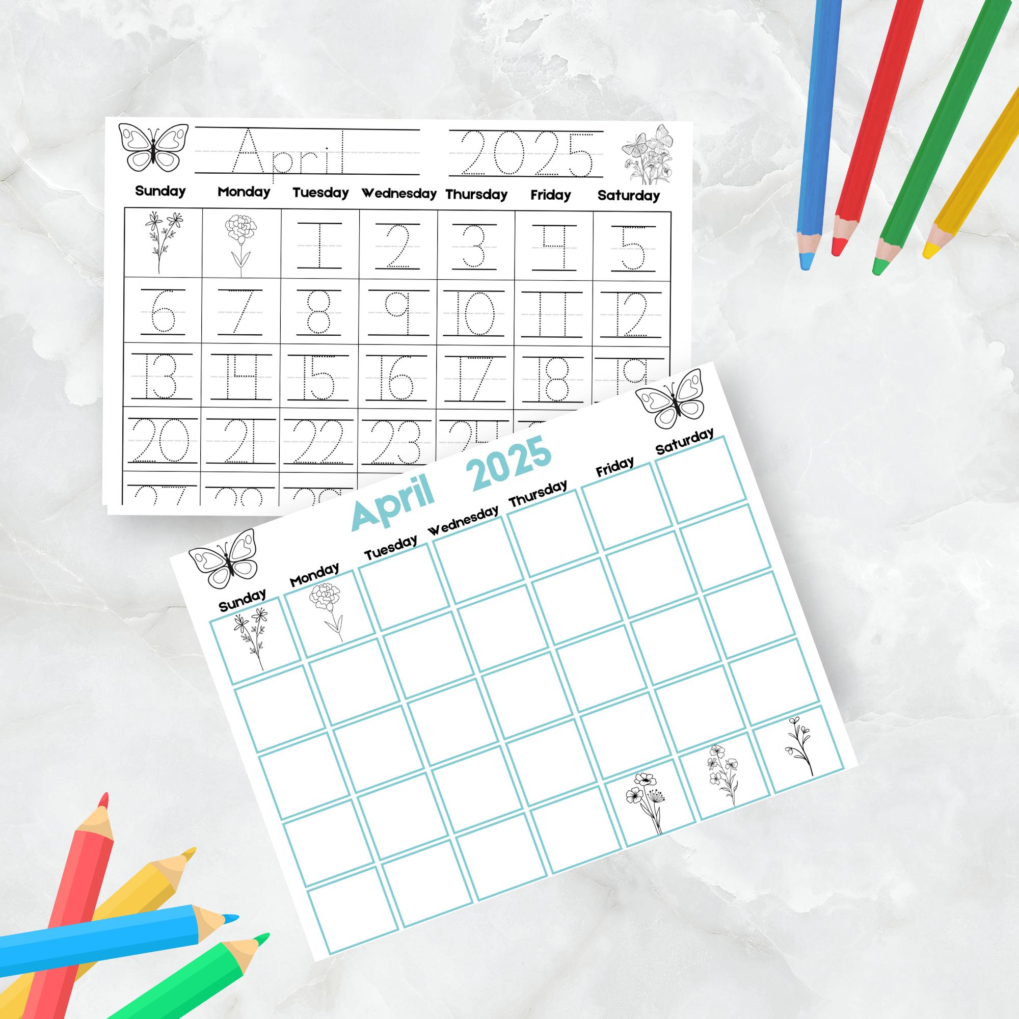 2025 Kids Traceable Calendar: Handwriting Practice (instant Download ...
