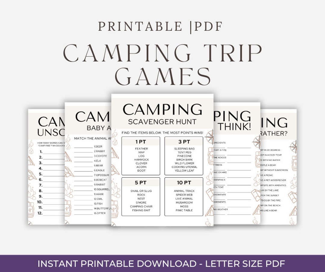 Printable Camping Games Bundle - 10 Kids Activities - Family Fun ...