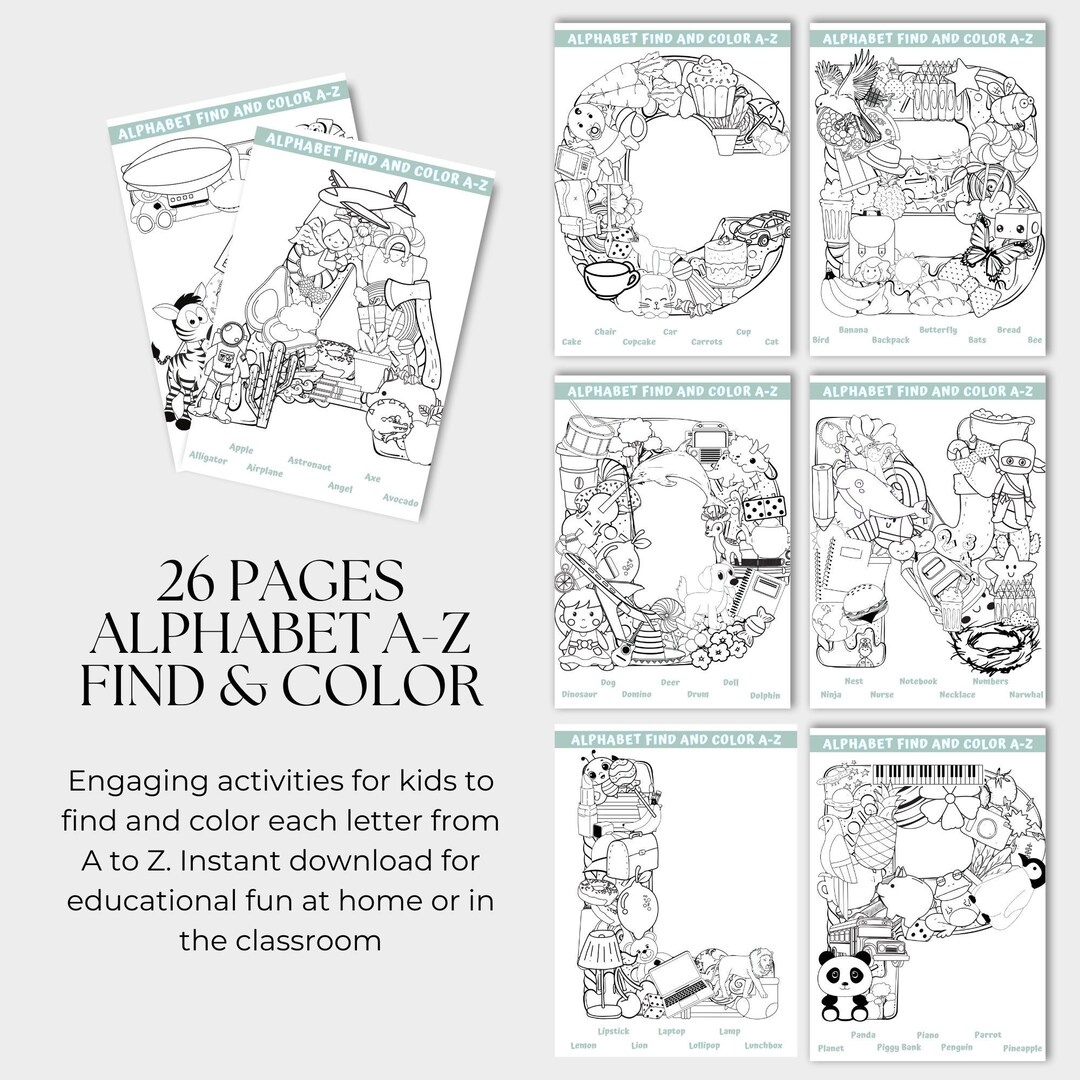 26-page Alphabet Find & Color Digital Download, Instant Download - Etsy