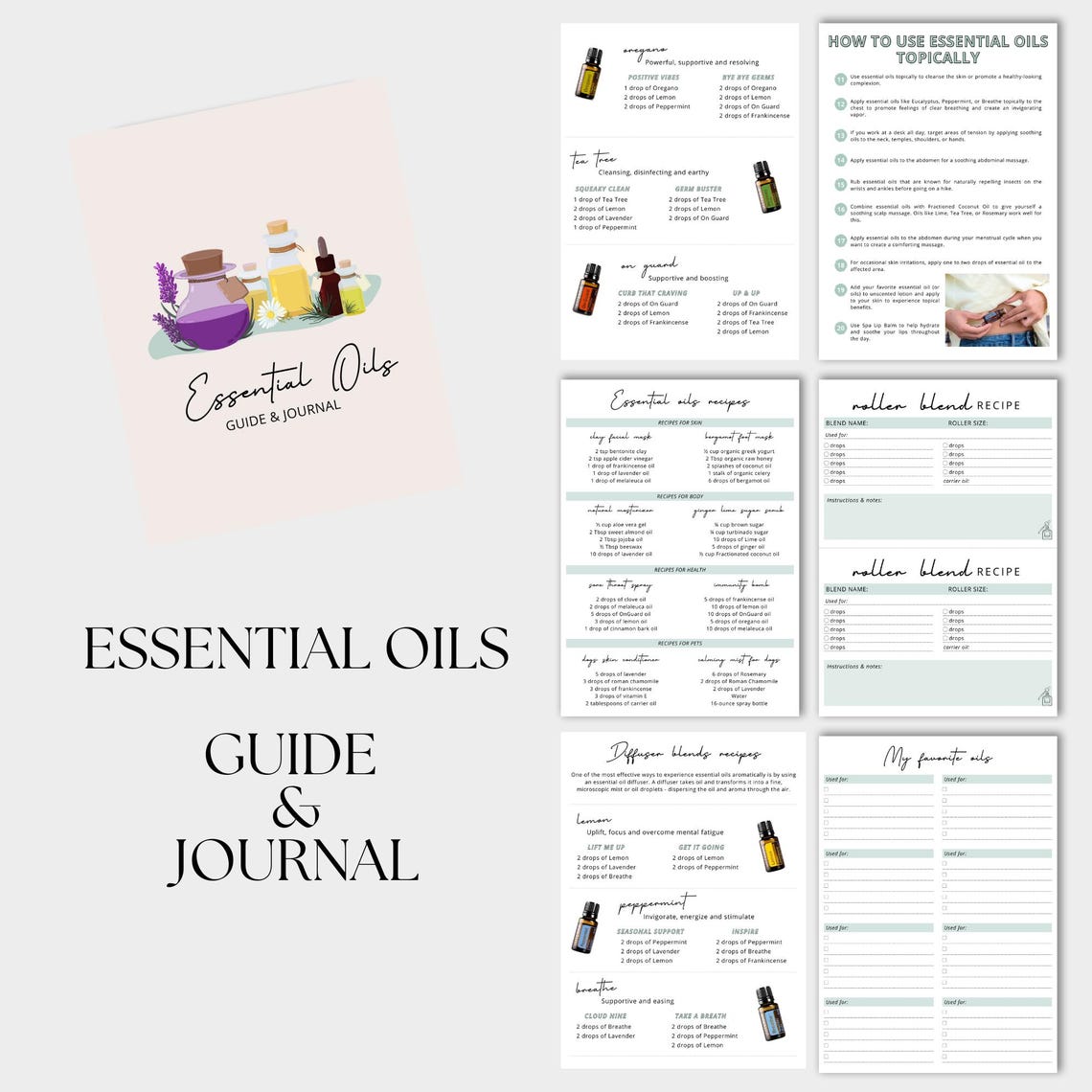 Essential Oil Journal | Templates | Digital Journal | Printable ...