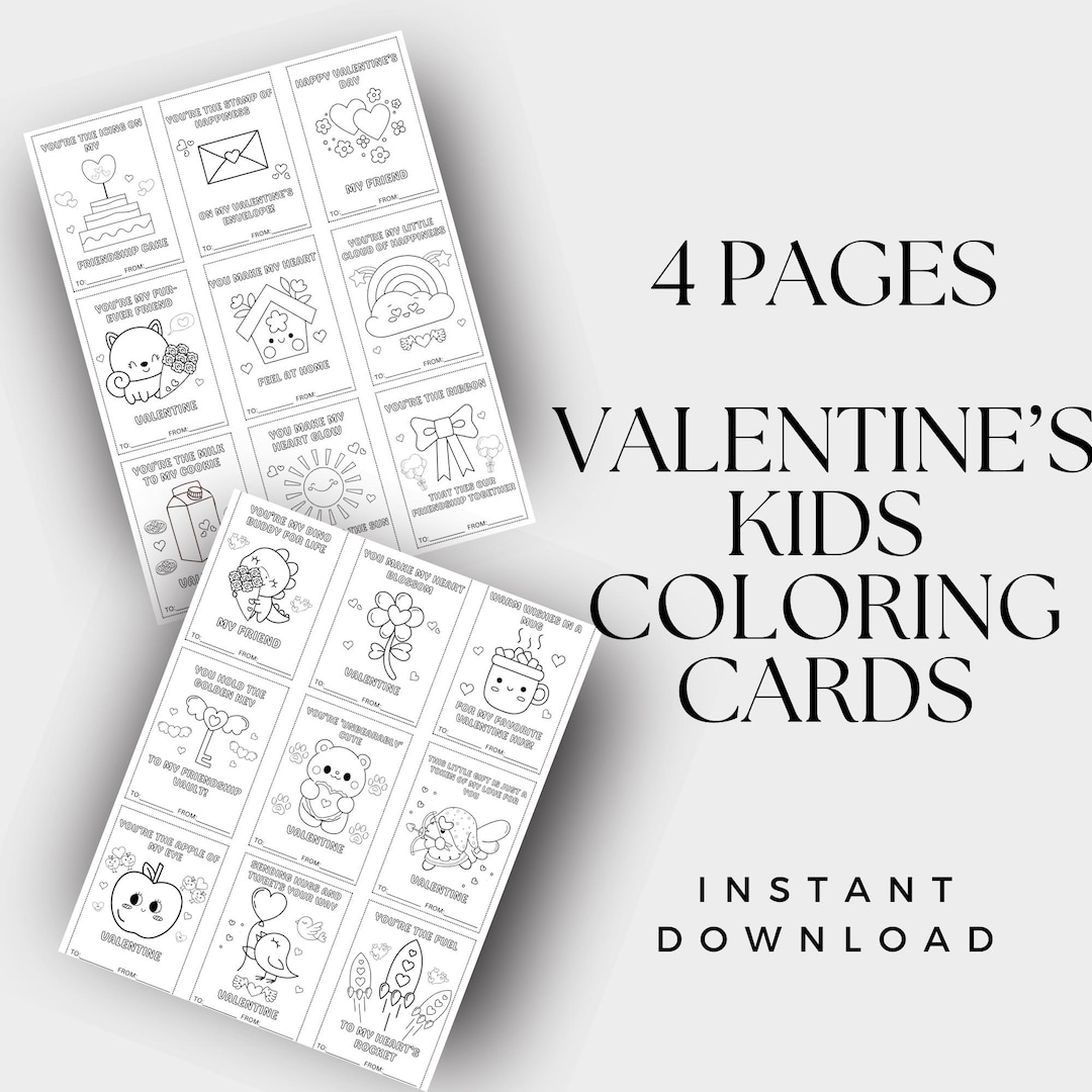 Printable Valentine's Day Coloring Cards for Kids: Classroom Exchange ...