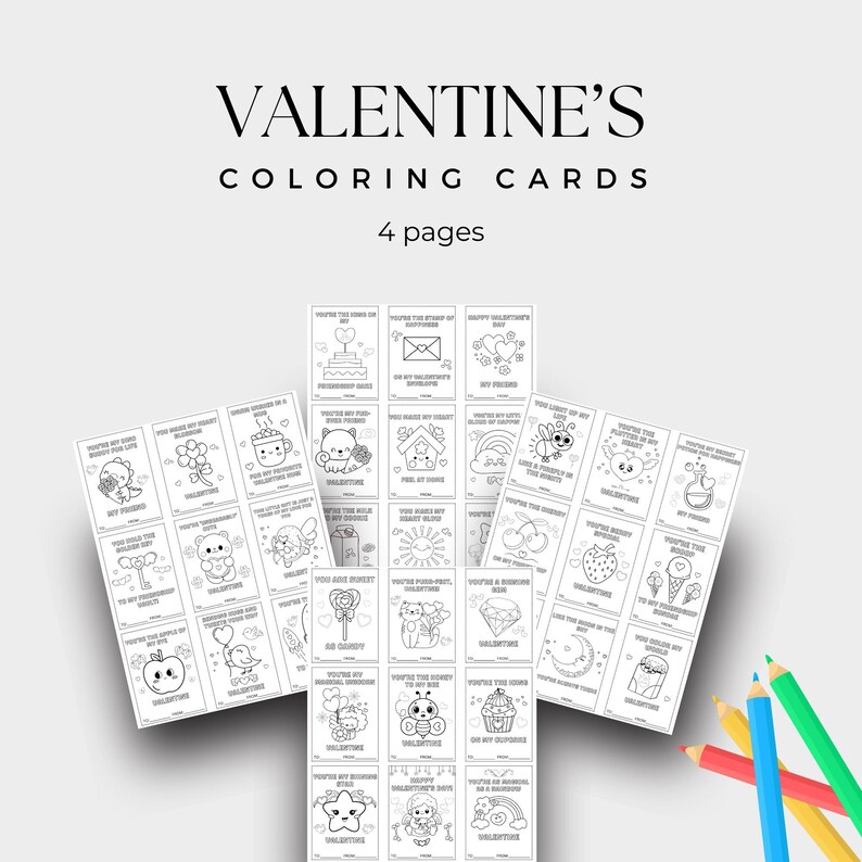 Printable Valentine's Day Coloring Cards for Kids: Classroom Exchange ...