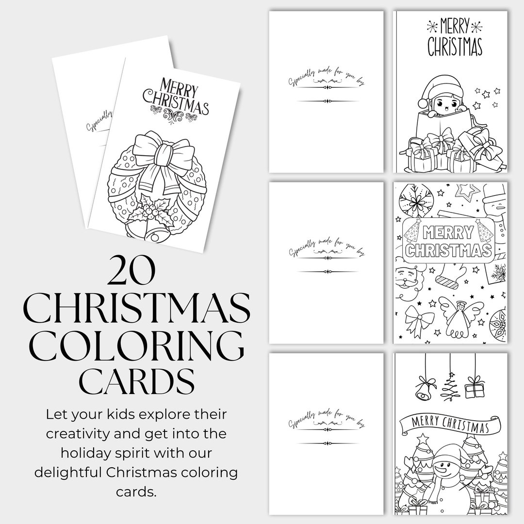 Magical Christmas Coloring Cards for Kids, Printable Holiday Fun ...