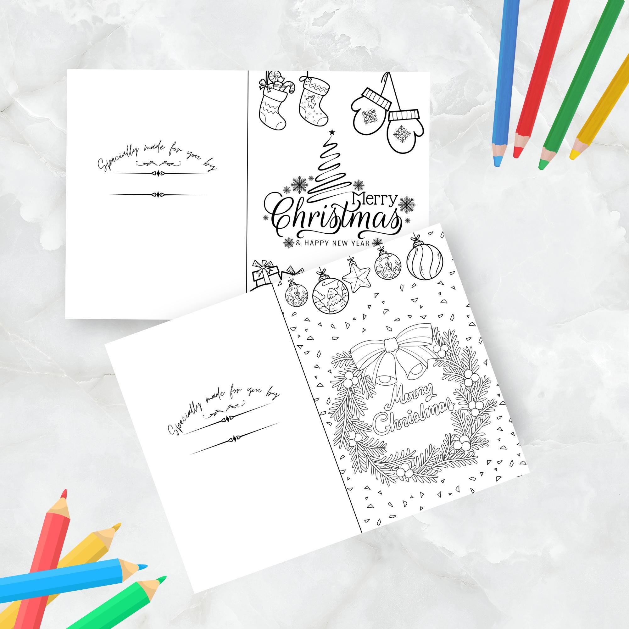 Christmas Coloring Cards for Kids: 20 Printable Holiday Designs ...