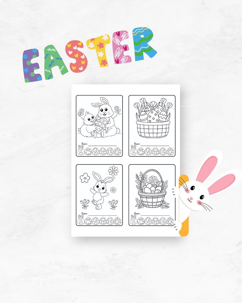 Mini Easter Coloring Cards for Kids – Set of 16 Printable Cards to ...