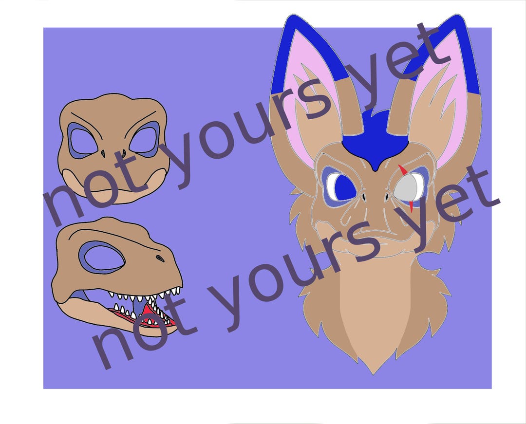 Tan Dino Mask Premade Pre Claim - Contact Before Buying - Etsy