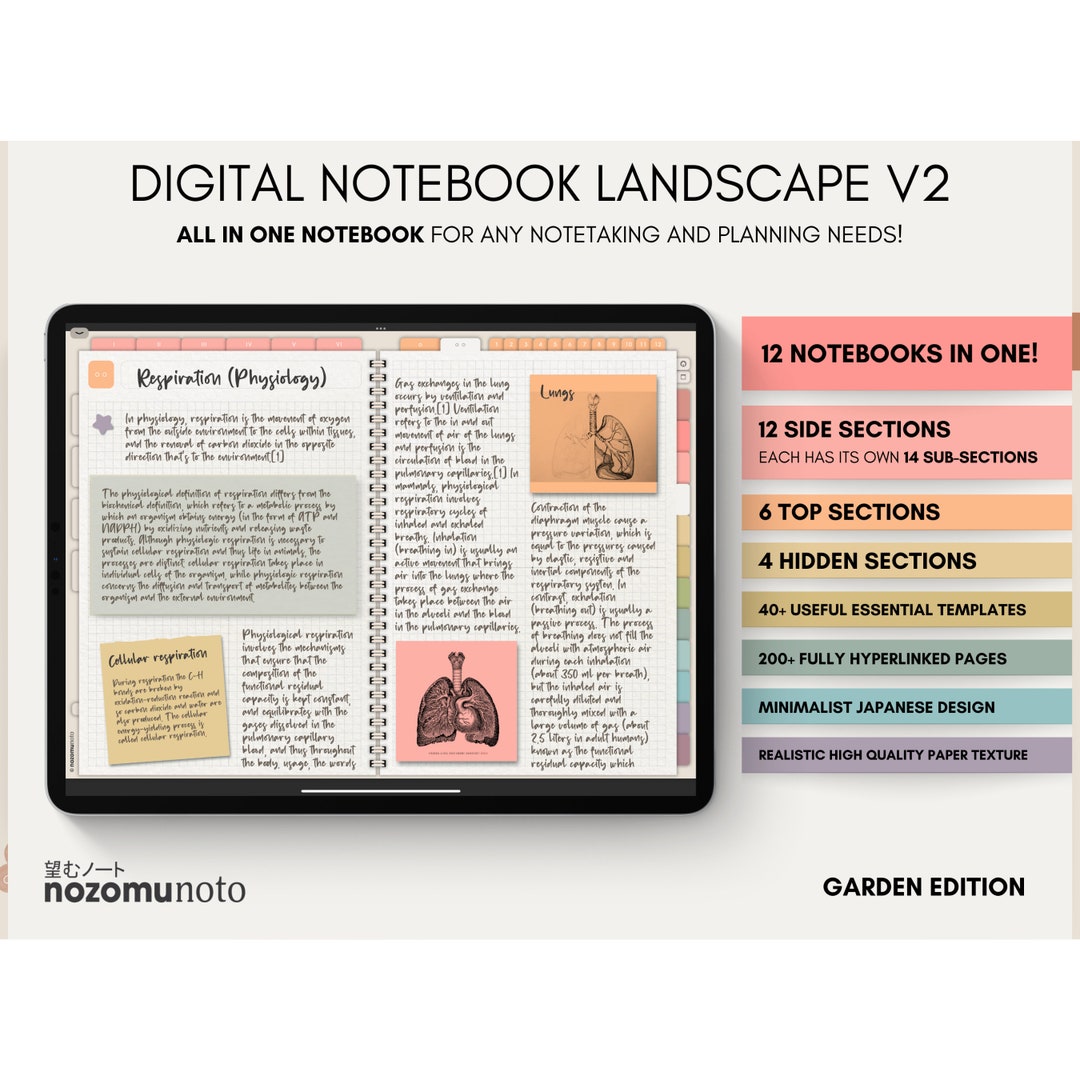 Digital Notebook Landscape All in One 12 Tab 168 Subject Multipurpose ...