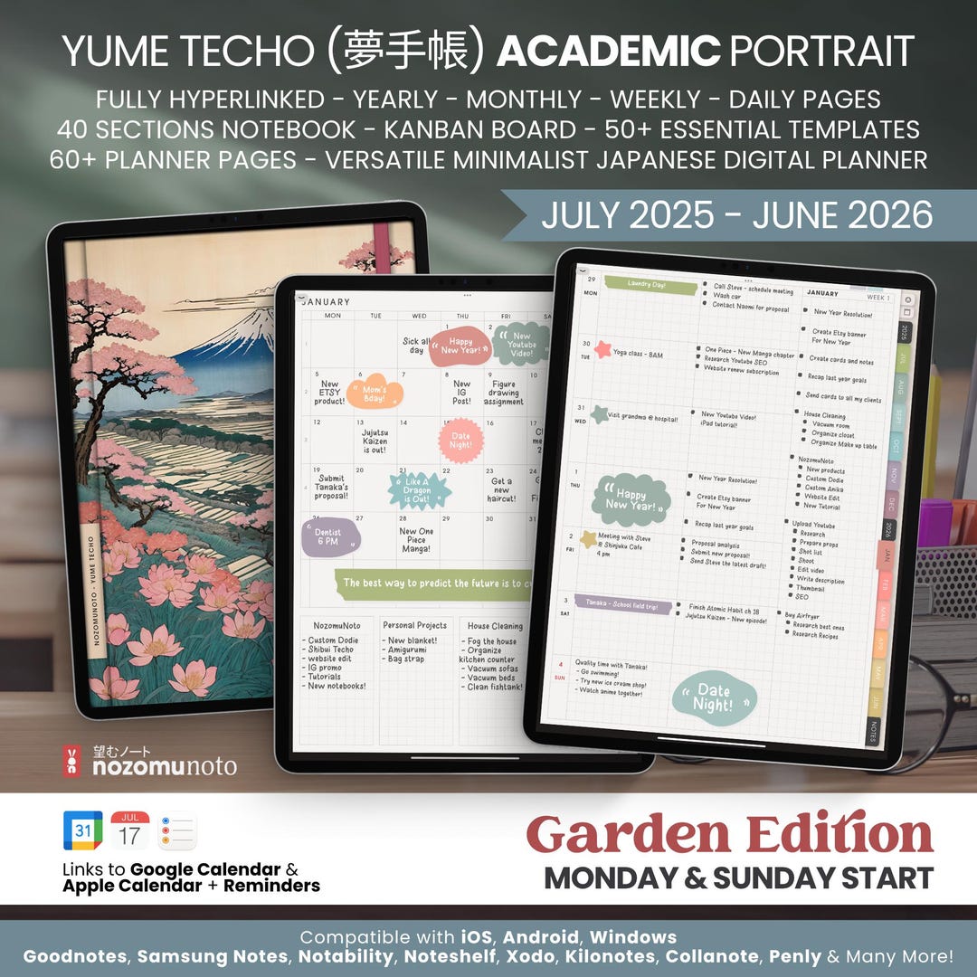 Digital Planner Academic Portrait 2025 2026 Simple Notebook Daily ...