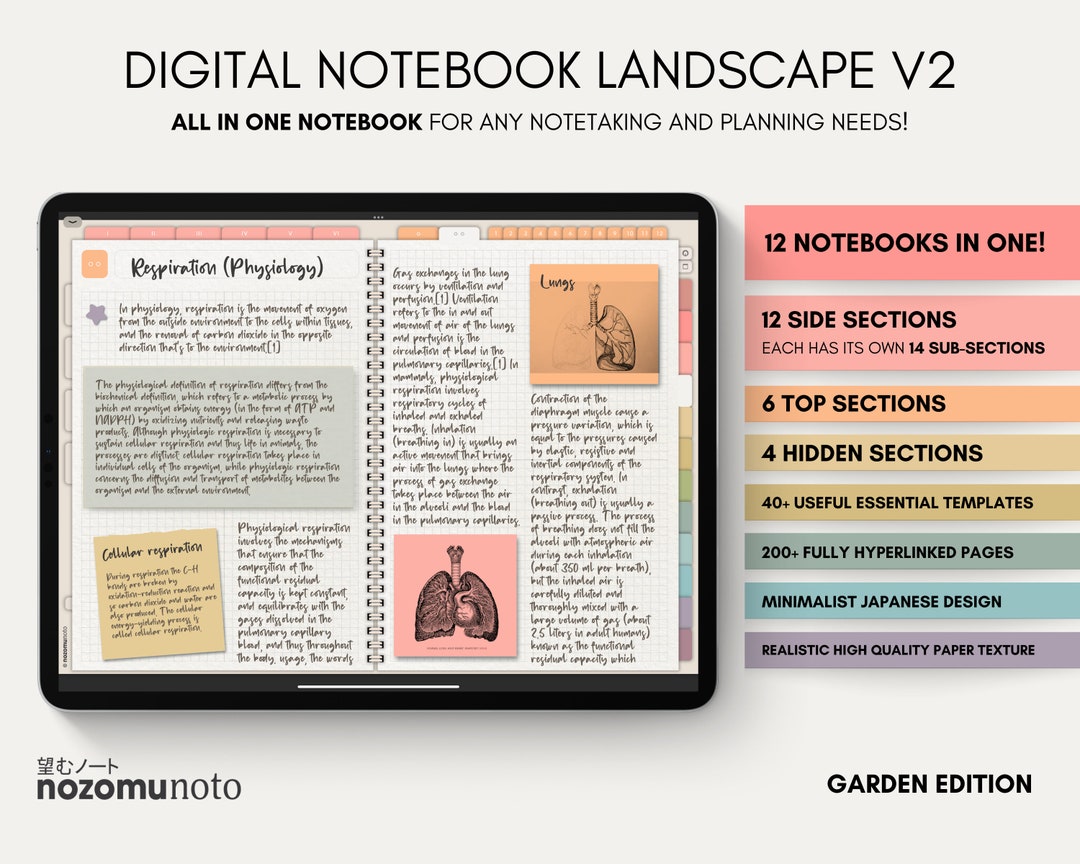 Digital Notebook Landscape All in One 12 Tab 168 Subject Multipurpose ...