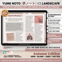 Landscape Digital Notebook B&W, Hyperlinked Tabs, Note Templates for ...
