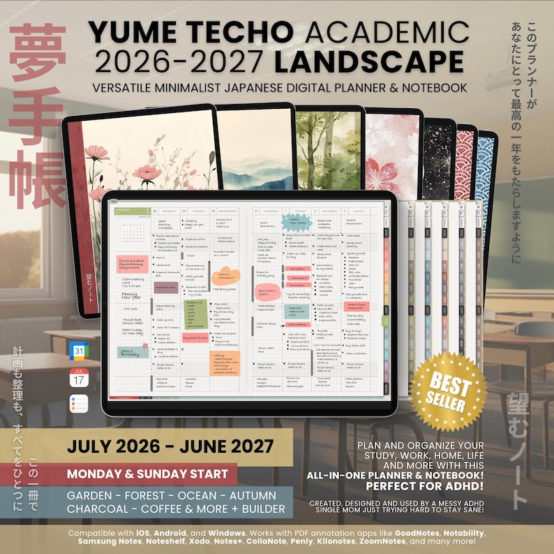 Academic Digital Planner 2026-2027 | ADHD Landscape Planner for ...