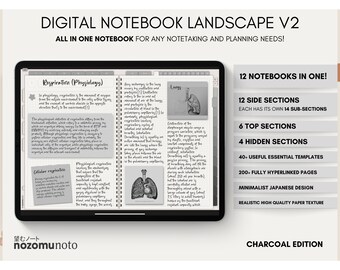 Digital Notebook Landscape All in One 12 Tab Green Goodnotes Notebook ...