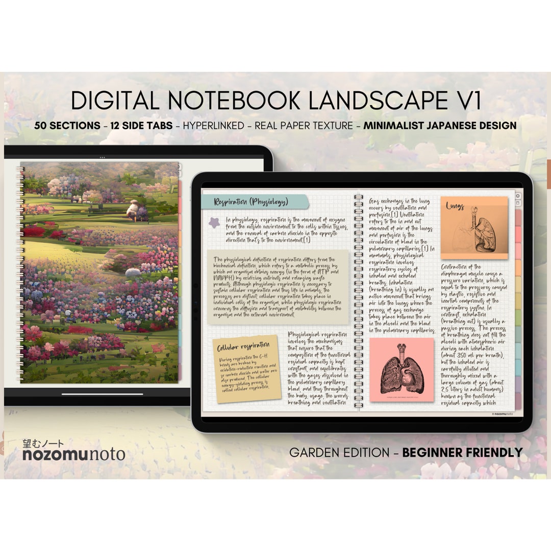 Digital Notebook Landscape V1 50 Subject 12 Tab Multipurpose Minimalist ...