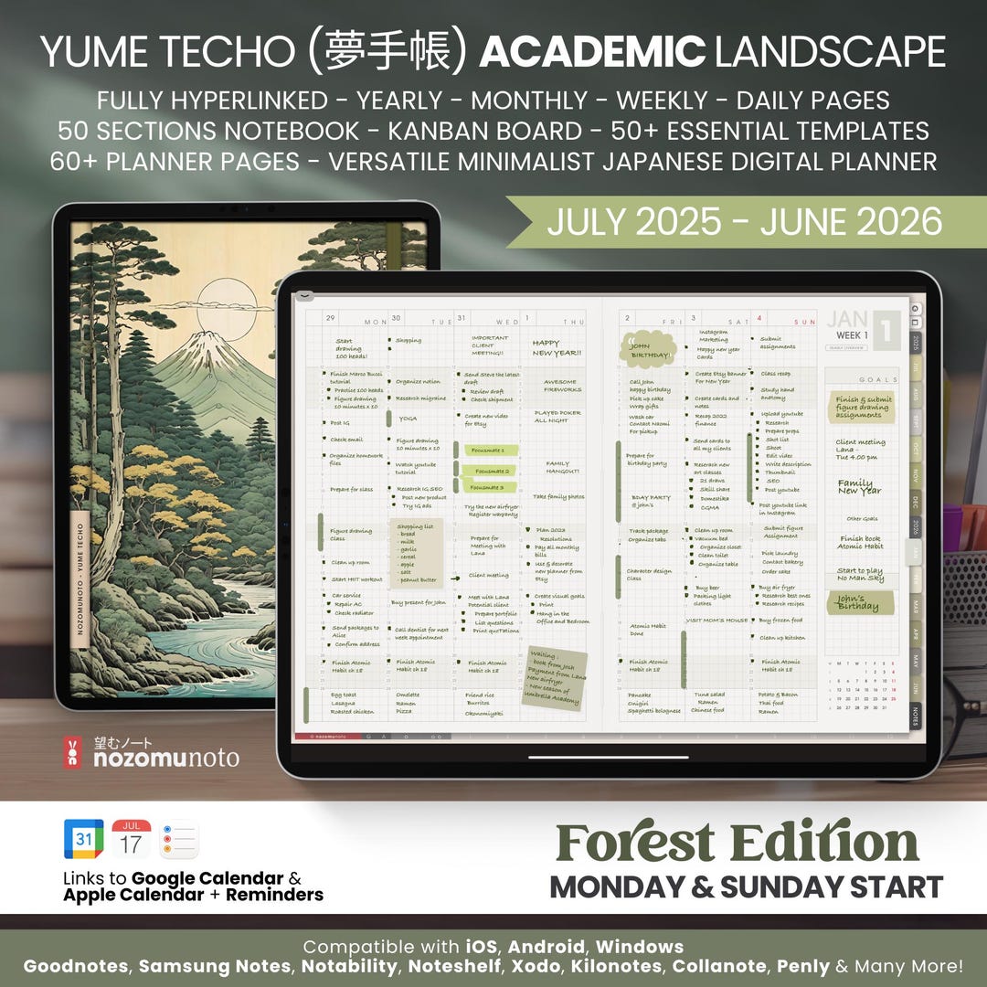 Digital Planner Academic 2025 2026 Notebook Daily Weekly Japanese ...