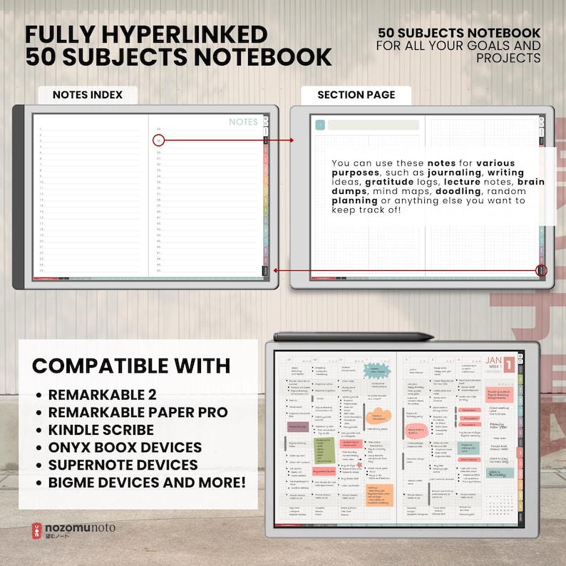Digital Planner 2026 Landscape Remarkable Supernote Boox Bigme Kobo ...