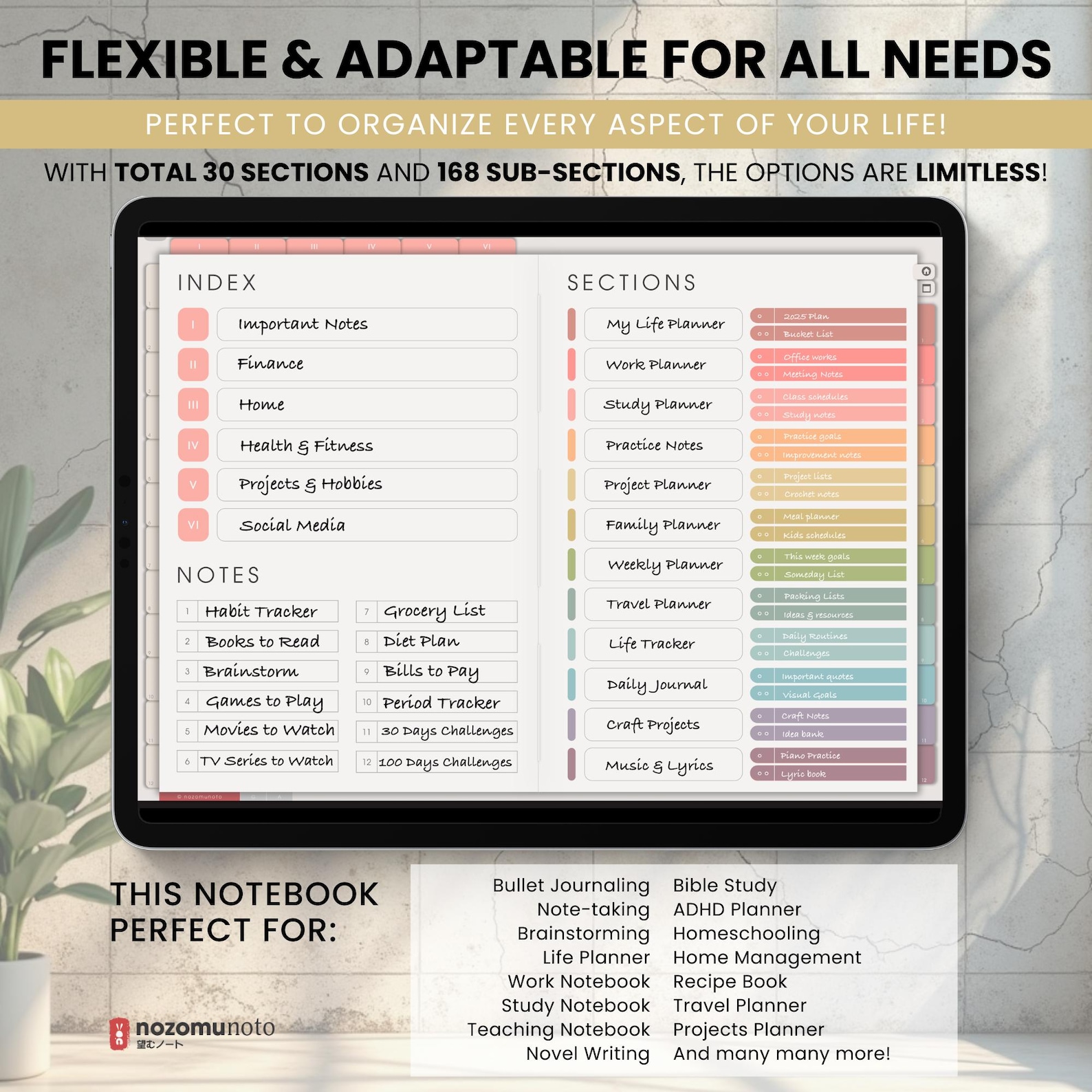 Digital Notebook Landscape All in One 12 Tab 168 Subject Multipurpose ...