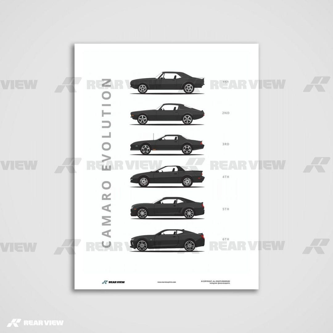 Camaro Car Generations Car Poster Art Print Gift for Him, Father ...