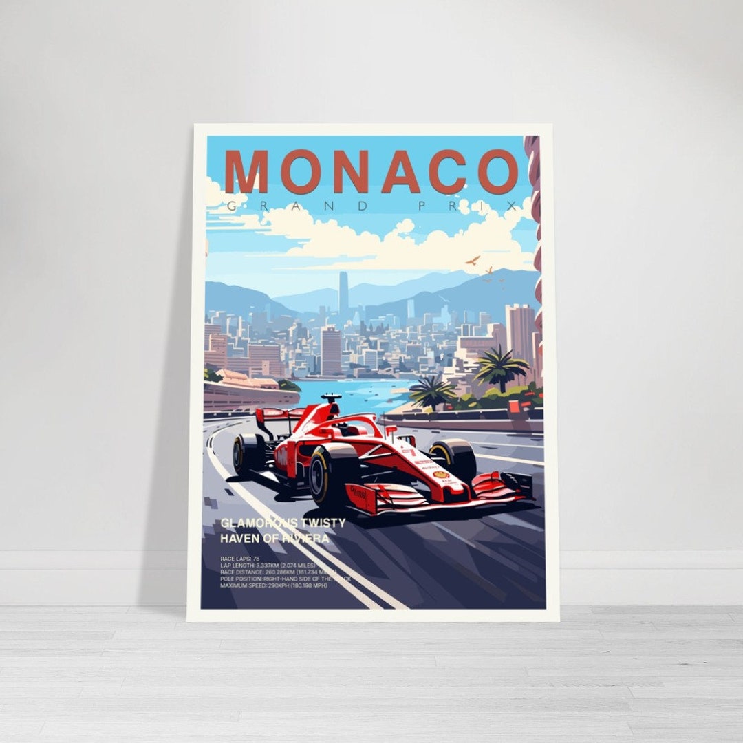 Monaco Poster Monaco Grand Prix Print F1 Race Track Poster Formula One ...
