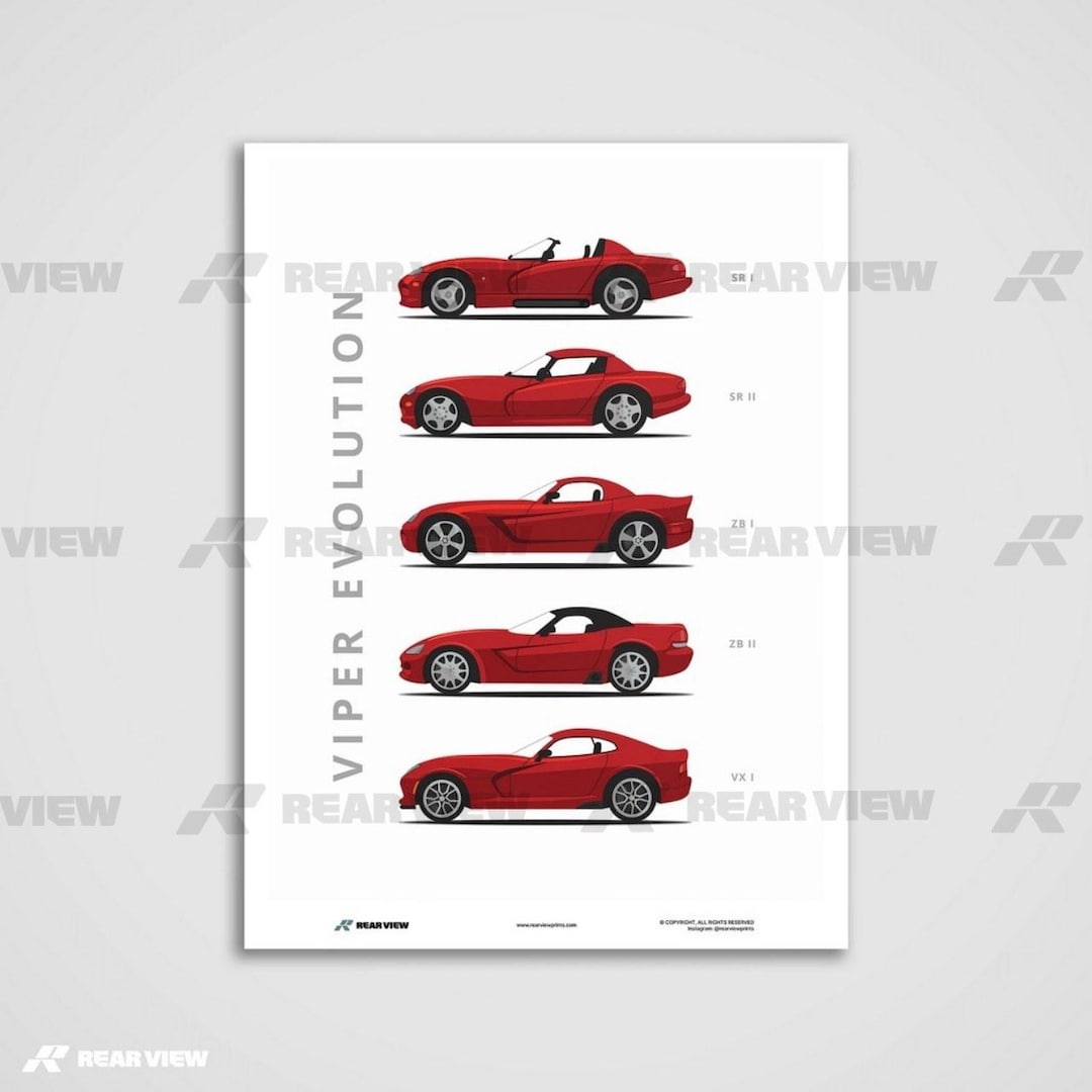 Viper Generations Poster Car Poster Art Print Gift for Him, Father ...