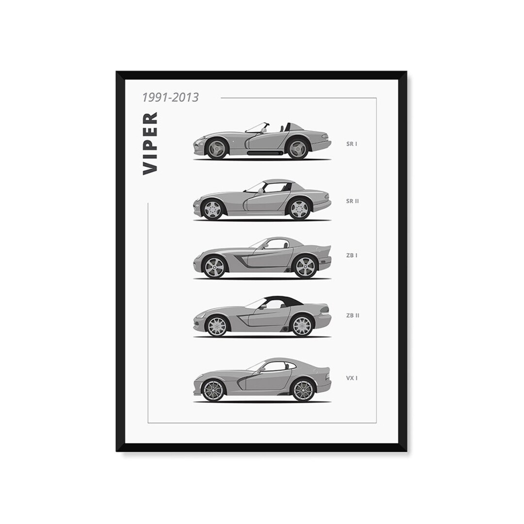 Viper Car Generations Car Poster Art Print Gift for Him, Father ...