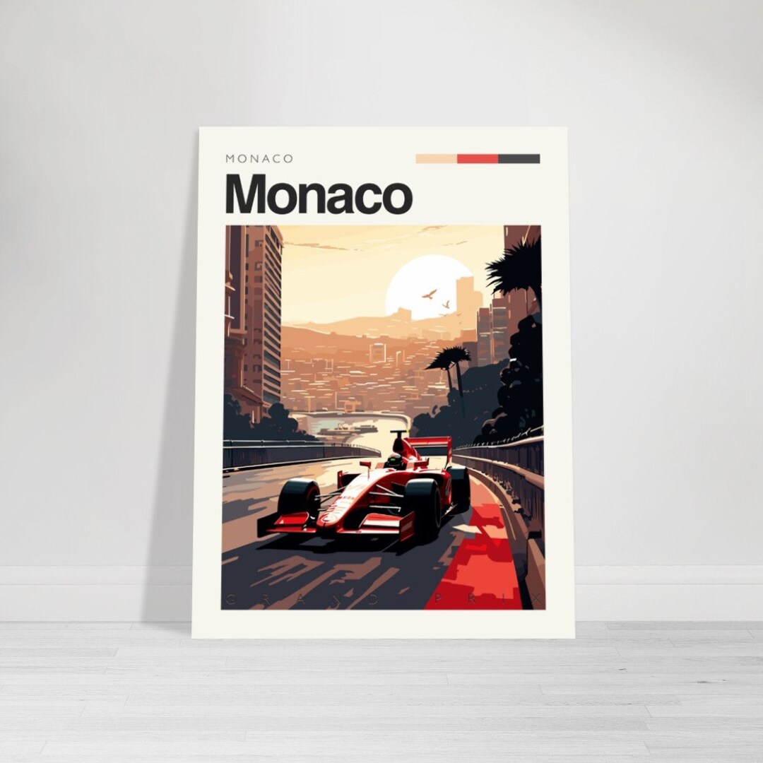 Monaco Poster Monaco Grand Prix Print F1 Race Track Poster Formula One ...