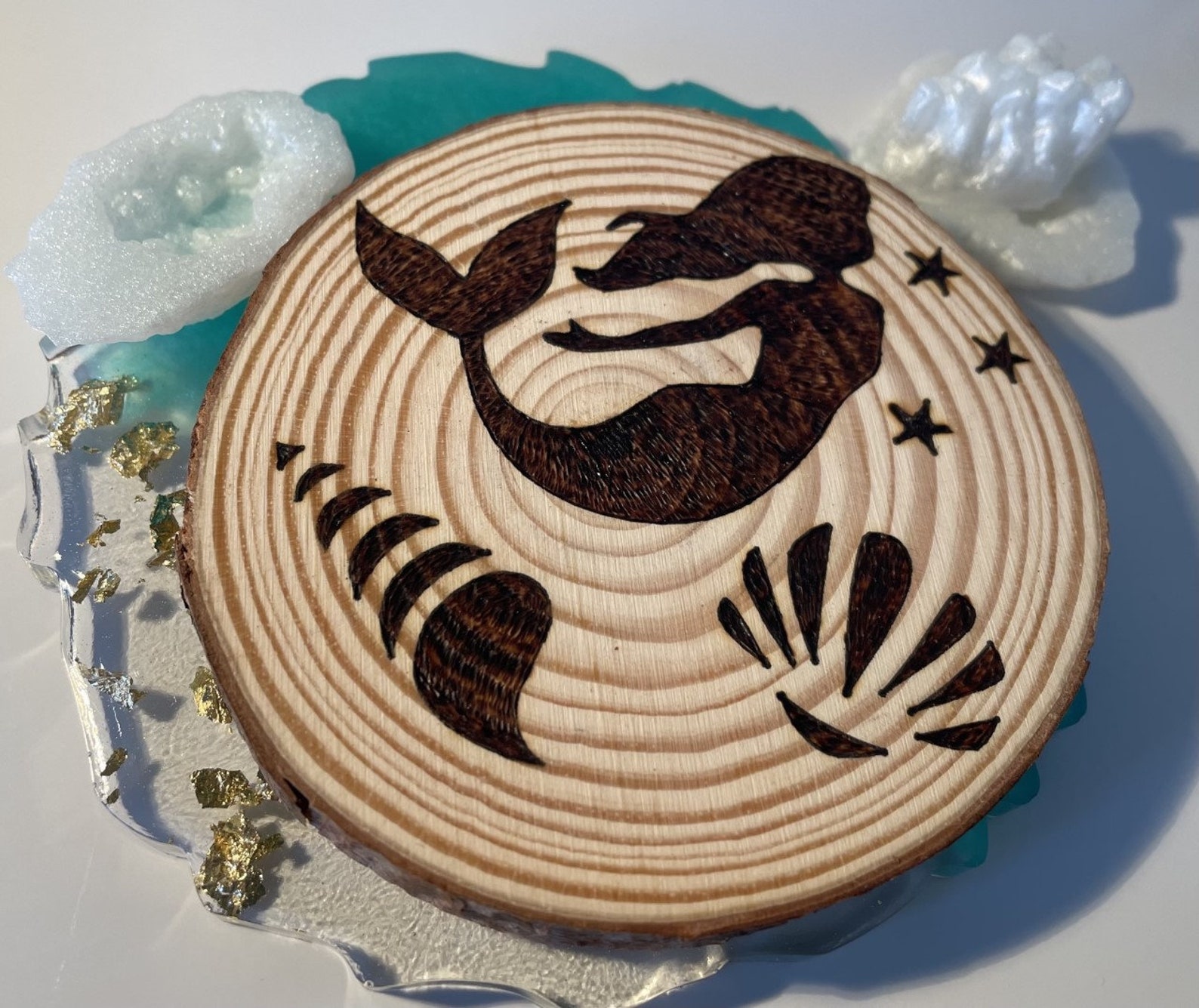 Mermaid Wooden Pyrography Coasters. - Etsy