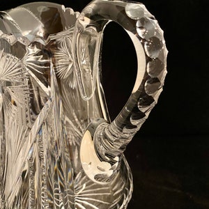 American Brilliant Cut Glass Pitcher Signed Fry - Etsy