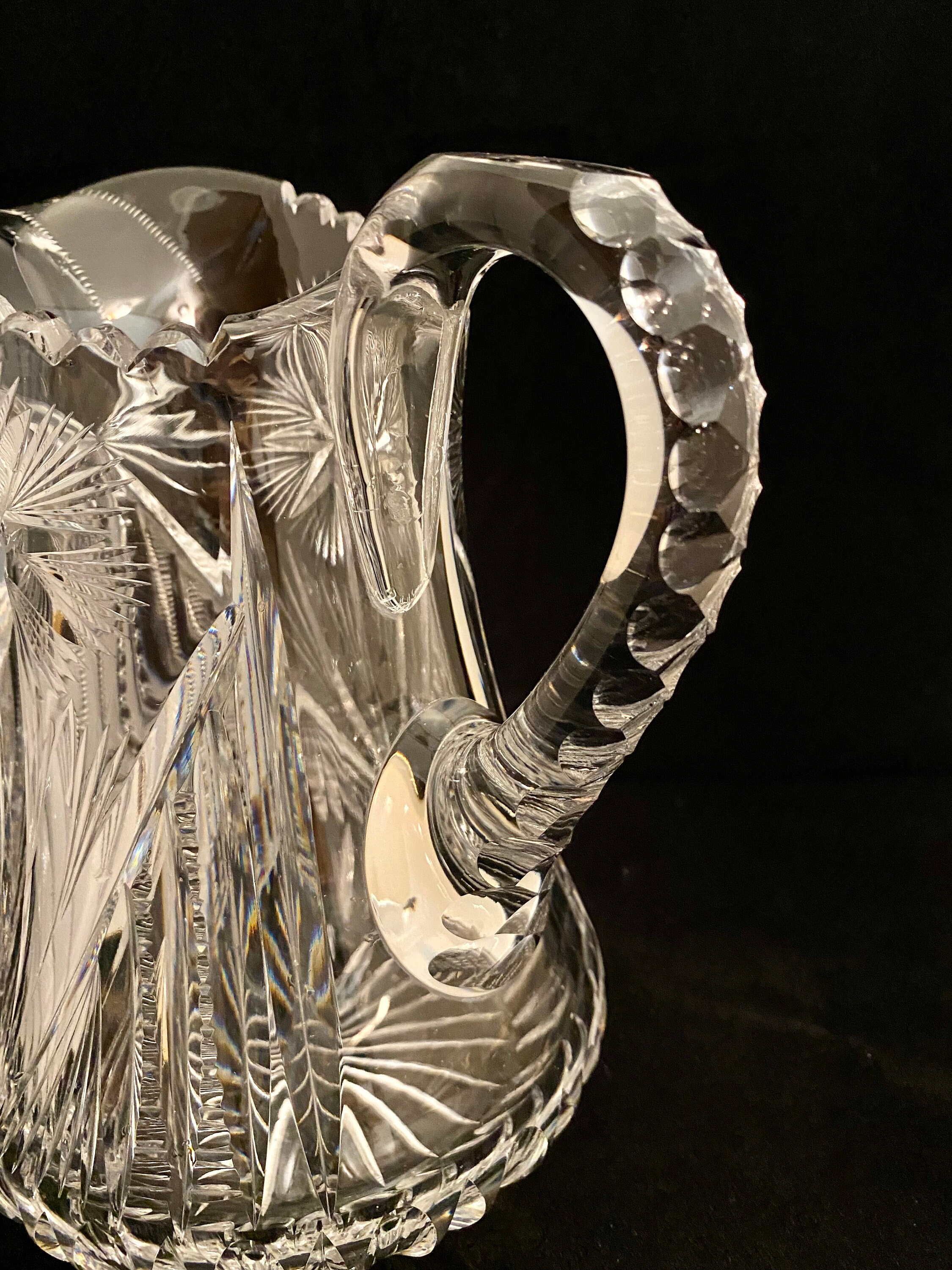 American Brilliant Cut Glass Pitcher Signed Fry - Etsy