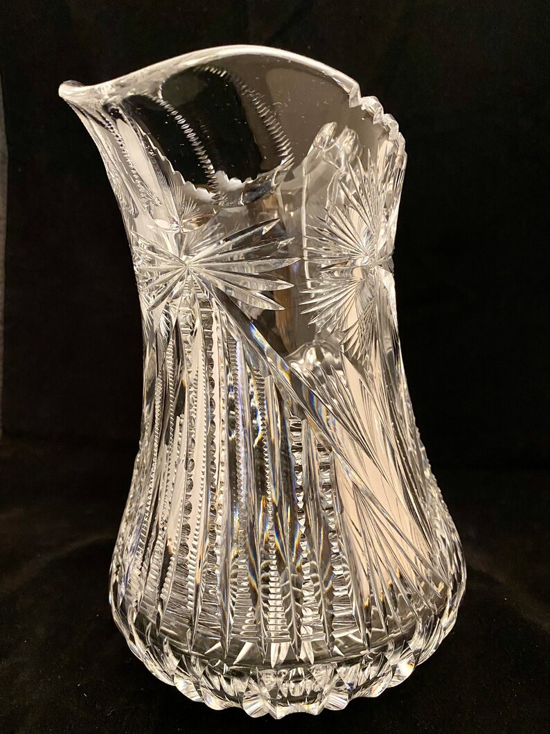 American Brilliant Cut Glass Pitcher Signed Fry - Etsy