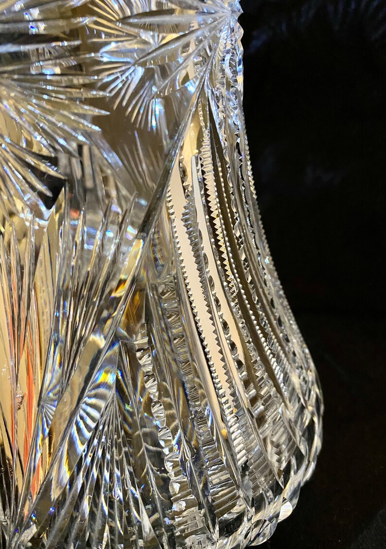 American Brilliant Cut Glass Pitcher Signed Fry - Etsy