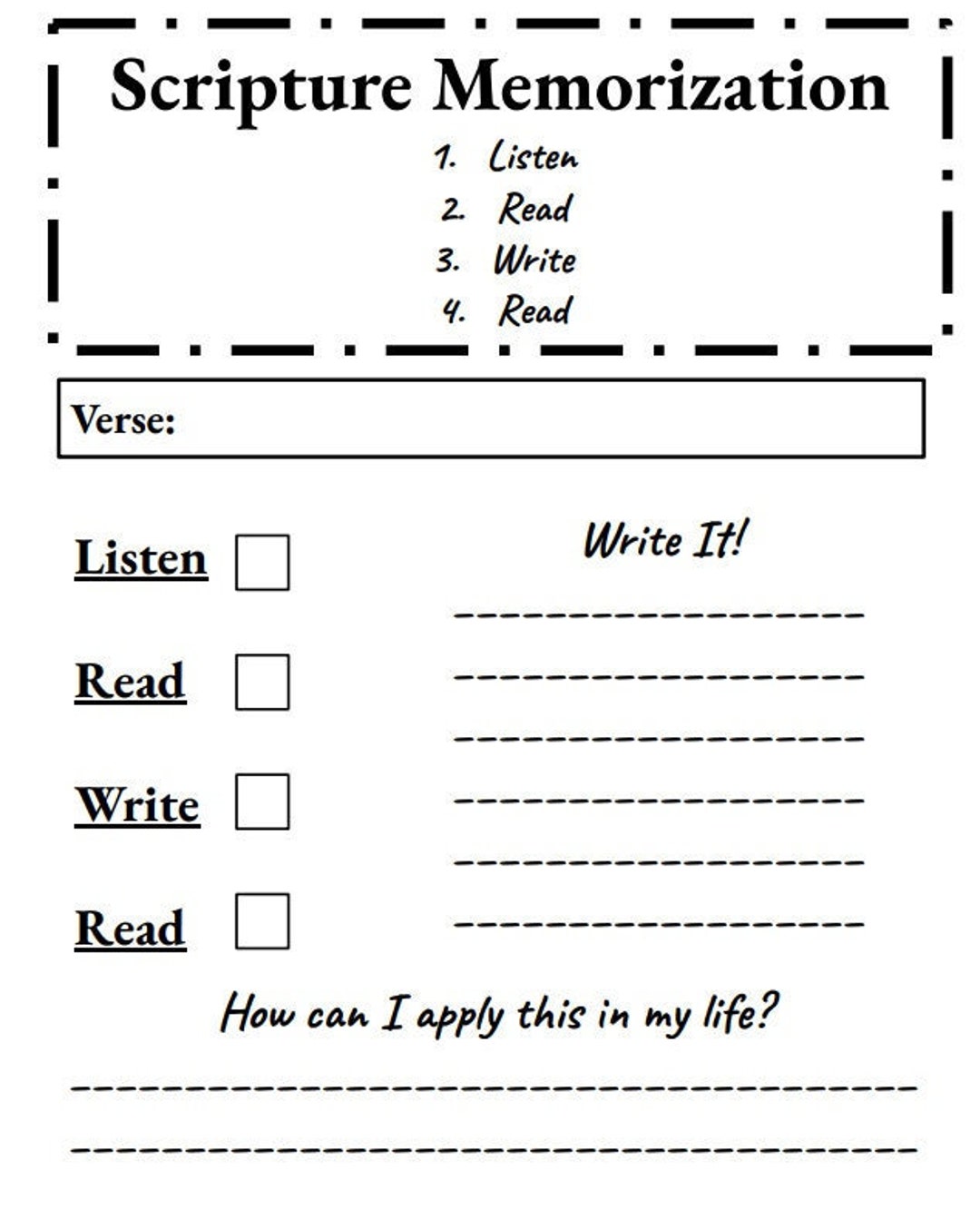 Scripture Memorization Template - Etsy