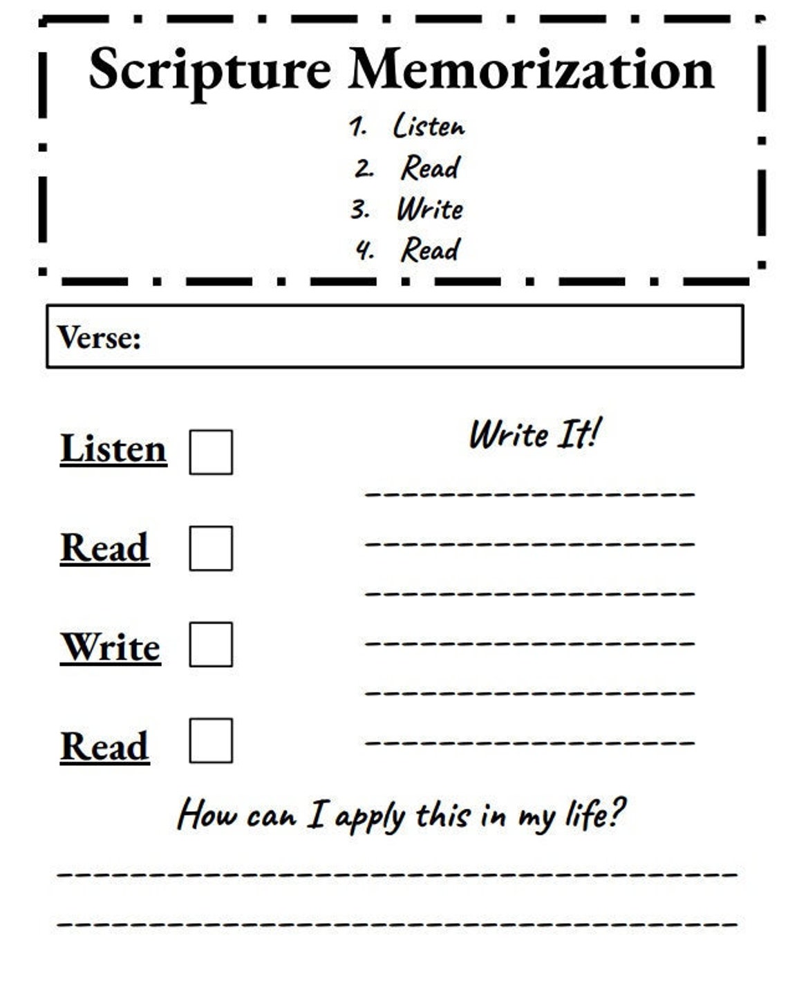 Scripture Memorization Template - Etsy