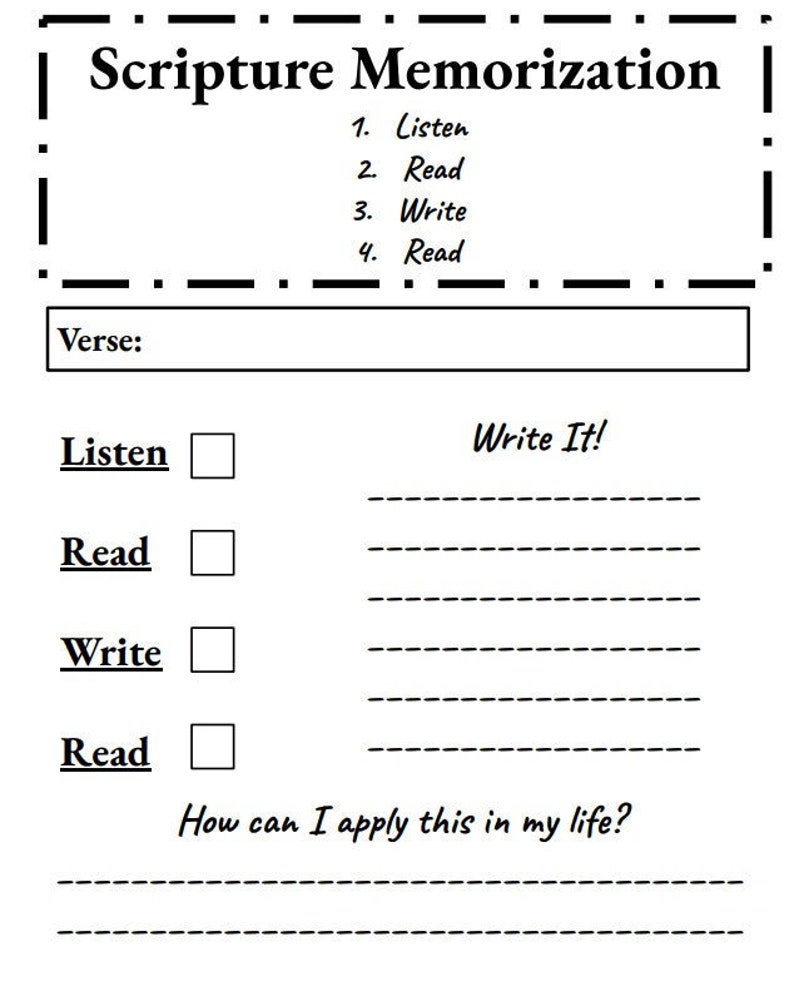 Scripture Memorization Template - Etsy