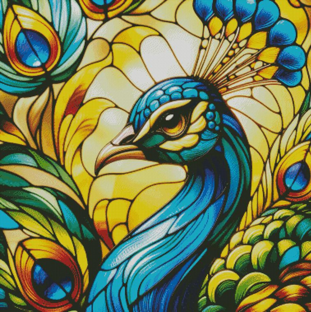 Stained Glass Peacock - Full Coverage Cross Stitch Pattern PDF - Etsy