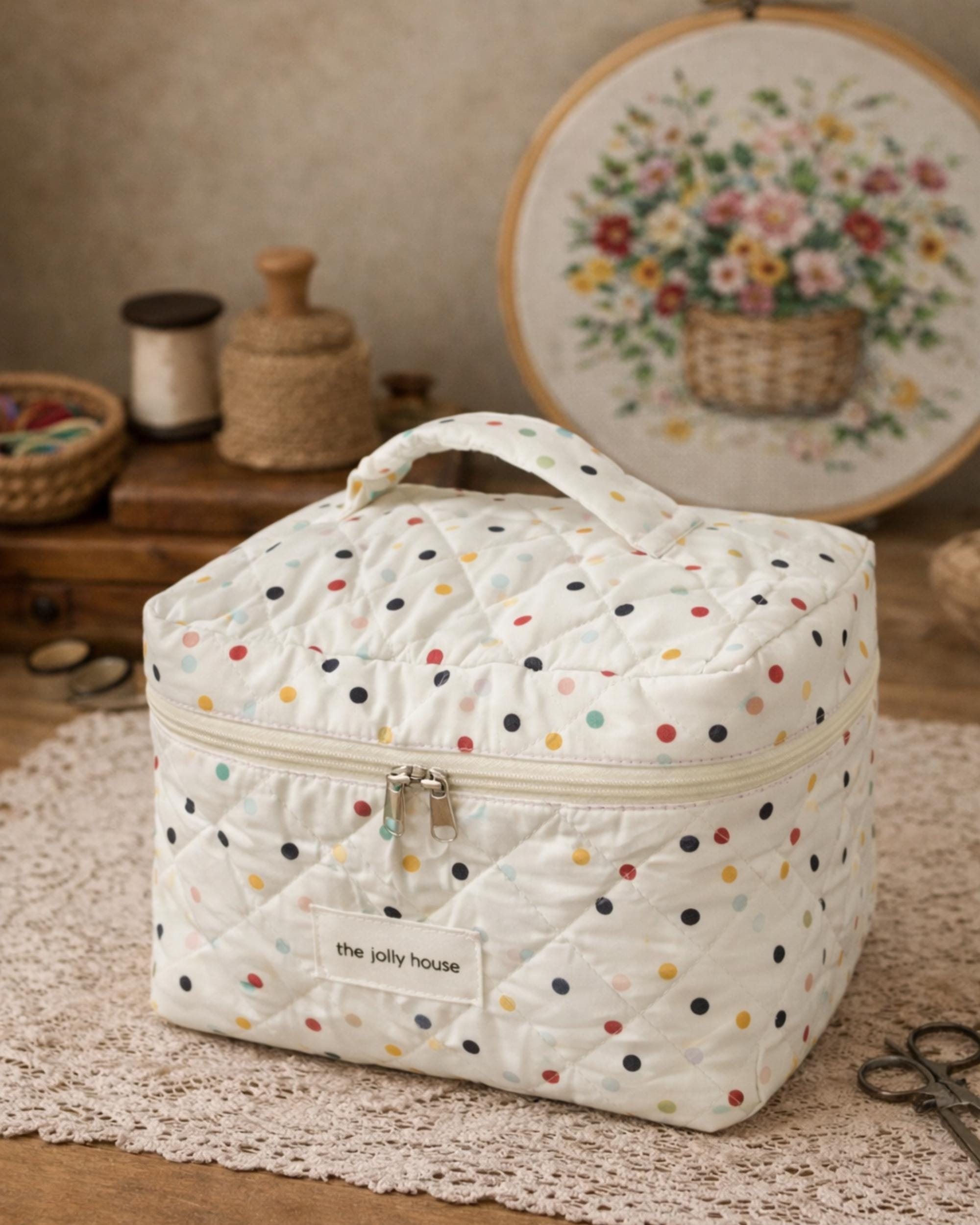Embroidery Organizer Bag, Sewing Project Bag for Floss & Tools, Quilted ...