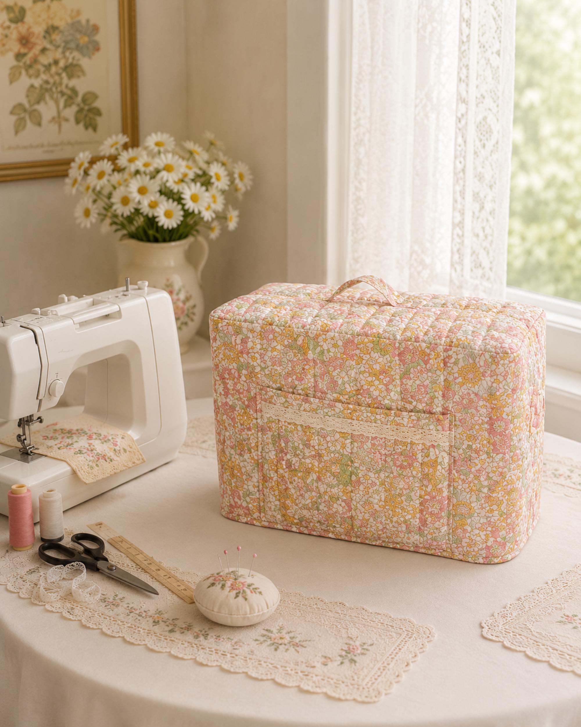 Floral Sewing Machine Cover, Quilted Dust Cover for Sewing Machine ...