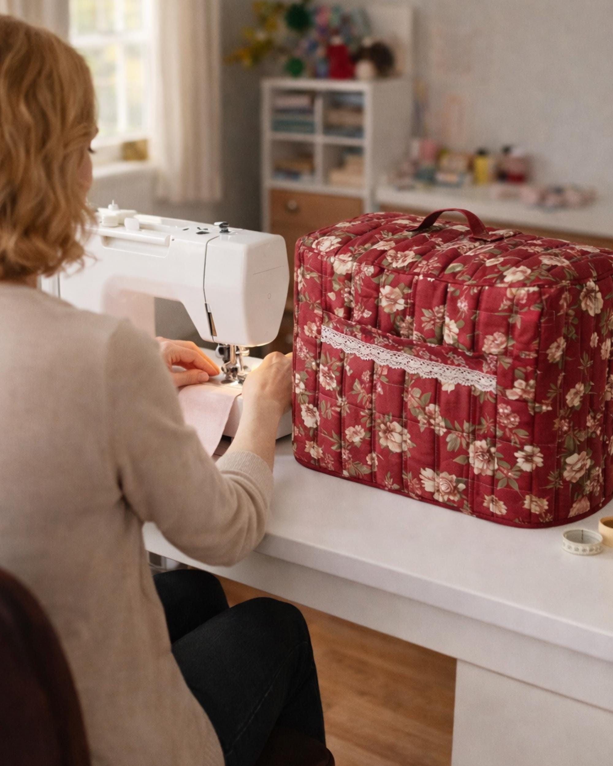 Floral Sewing Machine Cover, Quilted Dust Cover for Sewing Machine ...